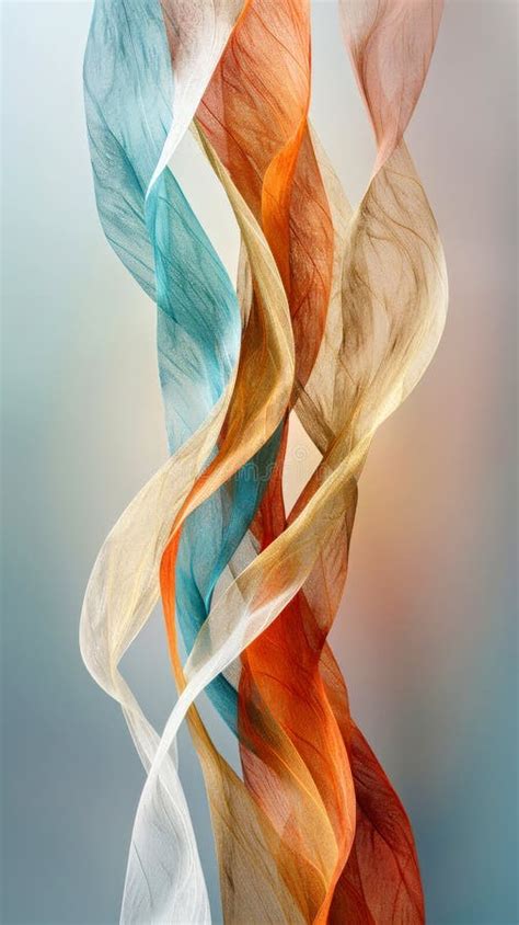 Colorful Flowing Fabric Ribbons Abstract Art In Motion With Twisting Silk Banner Stock