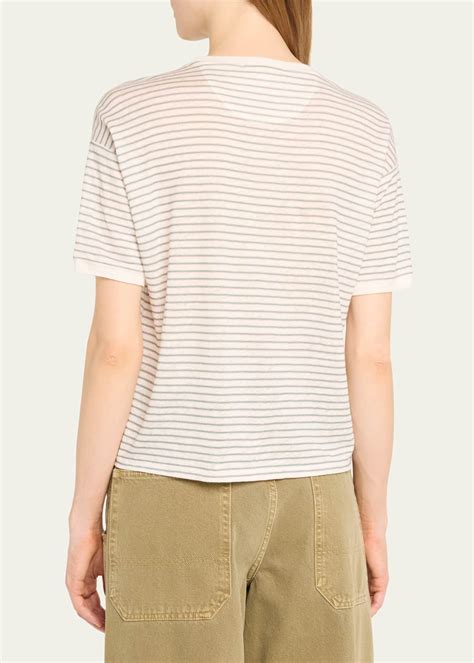 Frame Crewneck Linen Pocket Tee Bergdorf Goodman