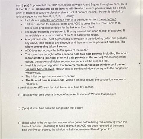 Solved 8 15 Pts Suppose That The Tcp Connection Between A