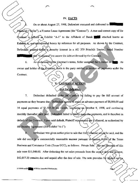 Texas Plaintiffs First Amended Petition Amended Petition Form Texas