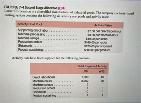 Solved EXERCISE 7 4 Second Stage Allocation L04 Lamer Chegg