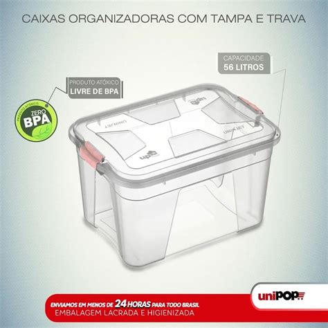 Caixa Organizadora Transparente 70 Litros Pontofrio