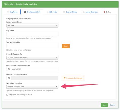 Setting Up Working Day Templates HR Partner Knowledge Base