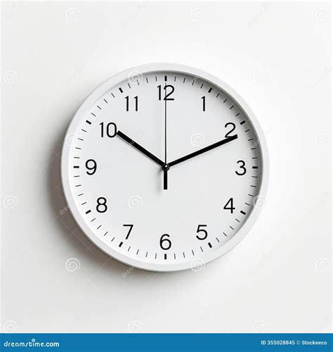 Minimalist White Analog Clock On Plain Background Photo Stock