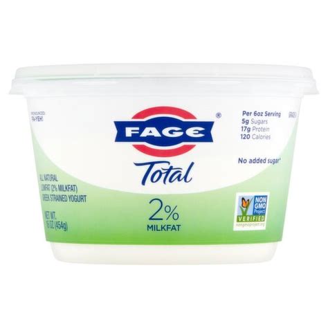 Fage Total 2 Milkfat All Natural Greek Strained Yogurt 16 Oz Shoprite