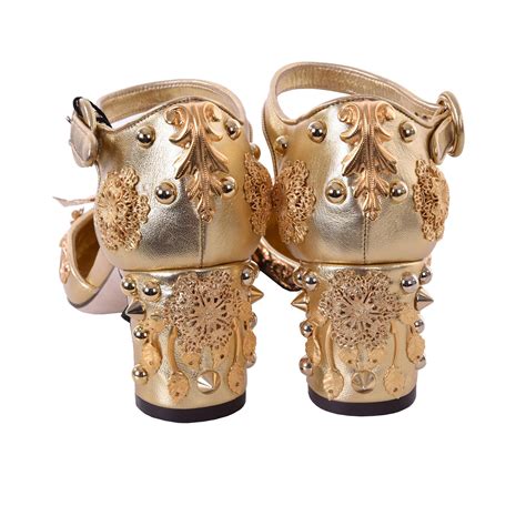 Dolce Gabbana Barock Pumps Aus Nappa Leder Gold FASHION ROOMS