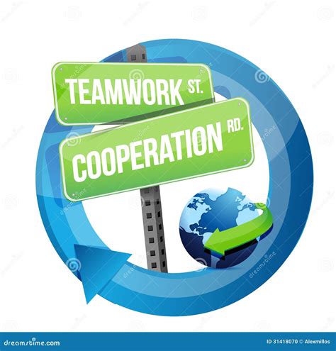 Teamwork Cooperation Road Sign Illustration Stock Photo Image 31418070