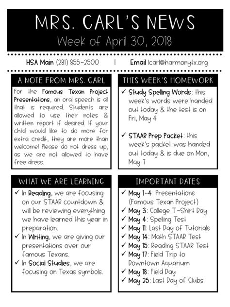 Classroom Newsletter Pdf