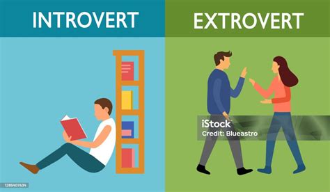 Introvert And Extrovert Personality Character Concept Vector Illustration Introvert Man Enjoy
