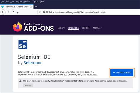 Selenium IDE Installation