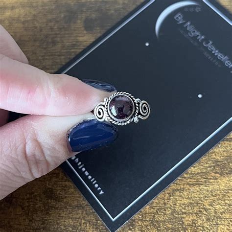 Gorgeous Silver Plated Red Garnet Gemstone Ring Size Depop