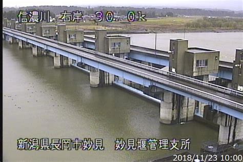 信濃川妙見堰ライブカメラ画像 2018 11 23 10 34 waterLevel 16 29 da Flickr