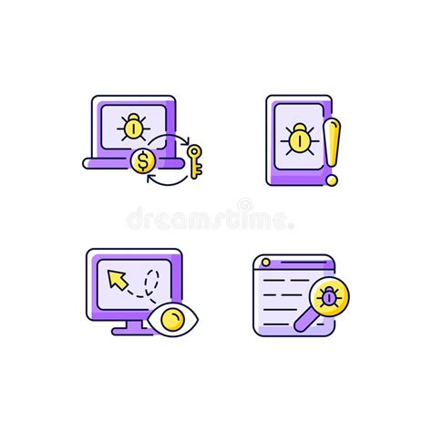 internet censorship purple rgb color icons set stock vector
