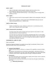 Physics Of Light Moj Docx PHYSICS OF LIGHT What Is Light Light Or Visible Light Is