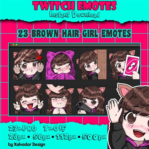 Twitch Emotes Twitch Sub Emotes Cute Girl Emotes Neon Emotes Cute