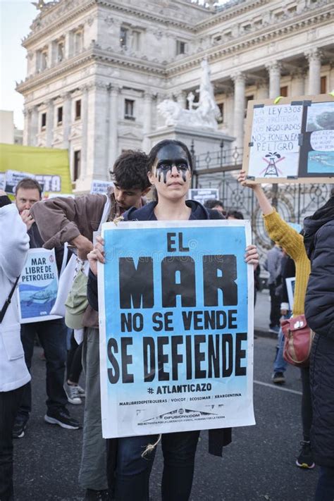 Buenos Aires Argentina Protest Against Offshore Oil Exploitation