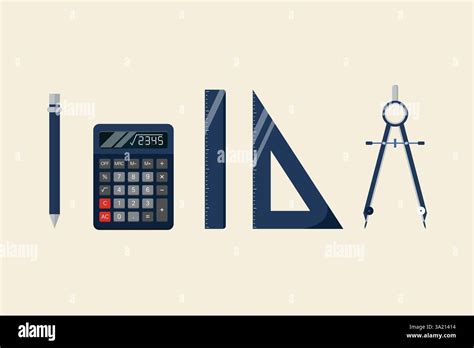 Math Tools For Geometry Drawing Measurements Compass Calculator Protractor Triangle Ruler