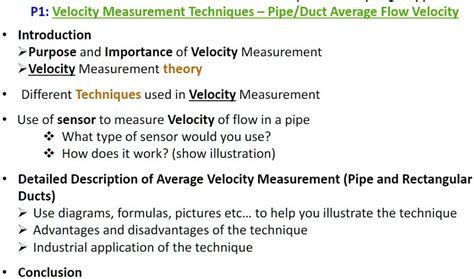 solved p1 velocity measurement techniques pipeline average flow