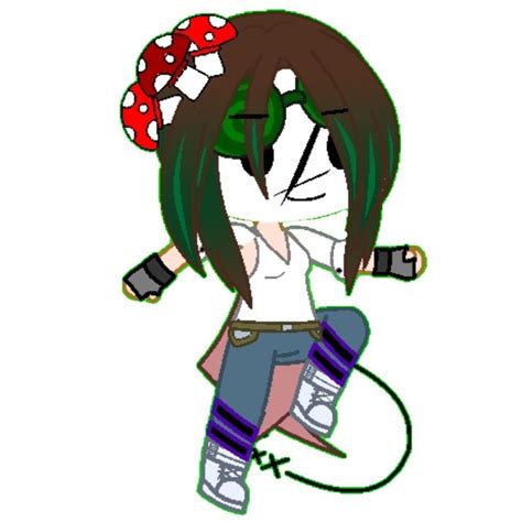A Drawing Of A Girl With Green Hair And Red Polka Dots On Her Head