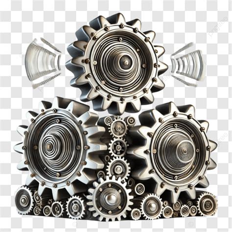 Assortment Of Interlocking Metal Gears Various Sizes On A White