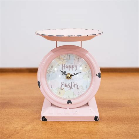 Vintage Happy Easter Pink Old Town Scale Clock Dutch Country General