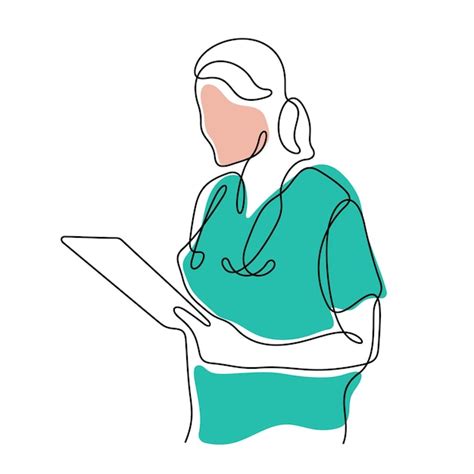 Premium Vector Young Female Doctor Continuous Line Colourful Vector