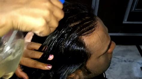 Asmr How To Do Heavy Hair Oiling With Oil Spray On Male Long Hair