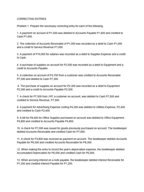 Correcting Entries Pdf