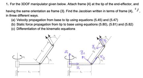 Solved For The 3dof Manipulator Given Below Attach Frame 4 At The Tip