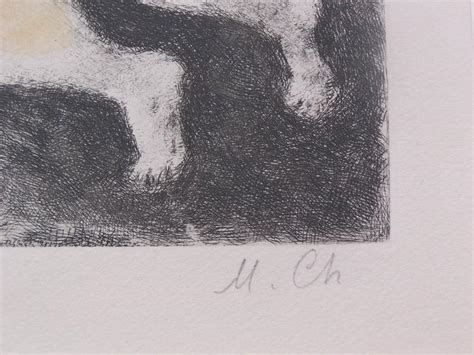 Marc Chagall Hand Colored Etching Bible Watercolor