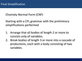 CHOMSKY AND GREIBACH NORMAL FORM Ppt