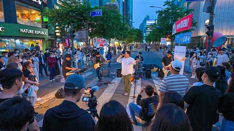 K Hdr Night Walk Seoul Sinchon Street Busking With Kpop Tour Korea