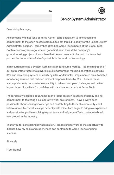 14 Senior System Administrator Cover Letter Examples Plus Recruiter