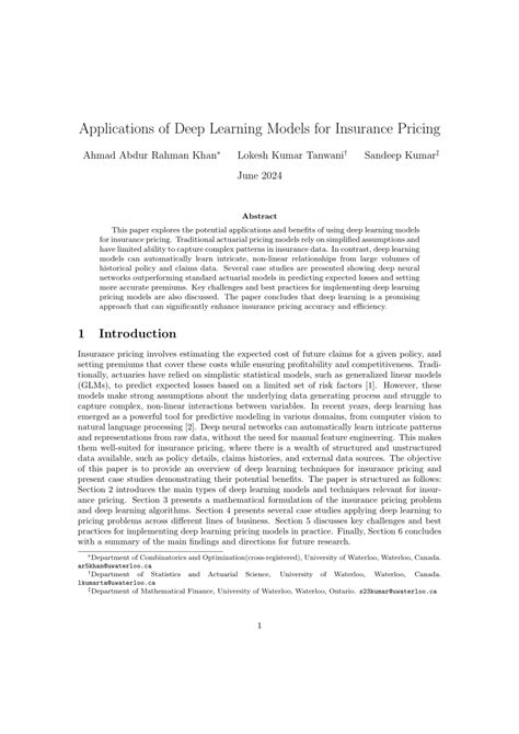 Pdf Applications Of Deep Learning Models For Insurance Pricing