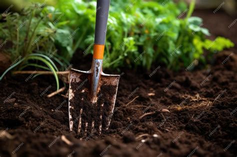 Premium Ai Image Compost Pile With A Pitchfork Stuck Into It