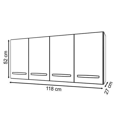 Armário Aéreo Suspenso 4 Portas 118 cm Modulado Cozinha Multiuso