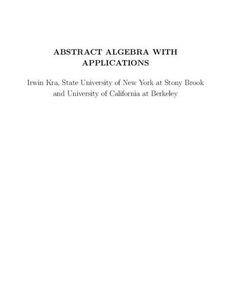 Pdf Abstract Algebra With Applications