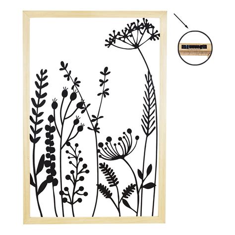 Yu Living 信歐傢居 鐵藝花草造型掛牆裝飾 松木框 40x60cm黑原木色 Pchome 24h購物