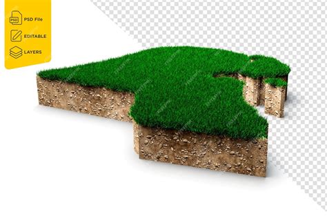 쿠웨이트 지도 토양 토지 지질학 단면 녹색 잔디와 바위 바닥 질감 3d 그림 프리미엄 Psd 파일