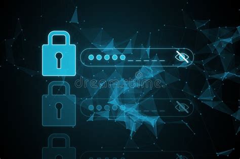 Creative Glowing Digital Padlock On Blue Background Safety And