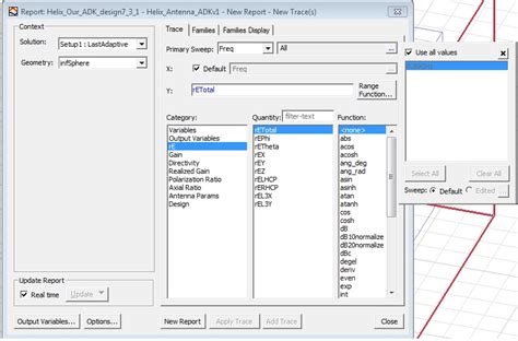 gain how can i configure hfss to analyze in frequency sweep