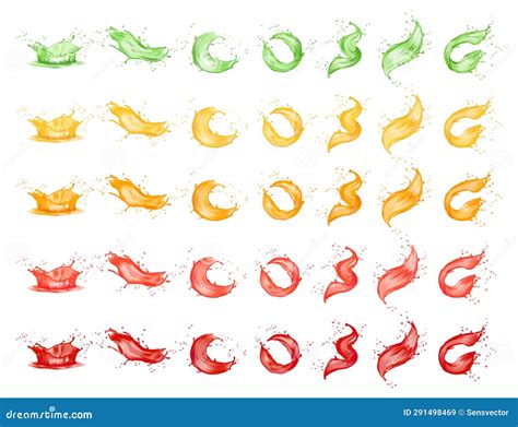 Splash Juice Realistic Juicy Splatter Spiral Waves Stock Illustration