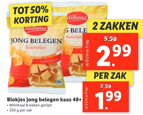 Blokjes Jong Belegen Kaas 48 Aanbieding Bij Lidl