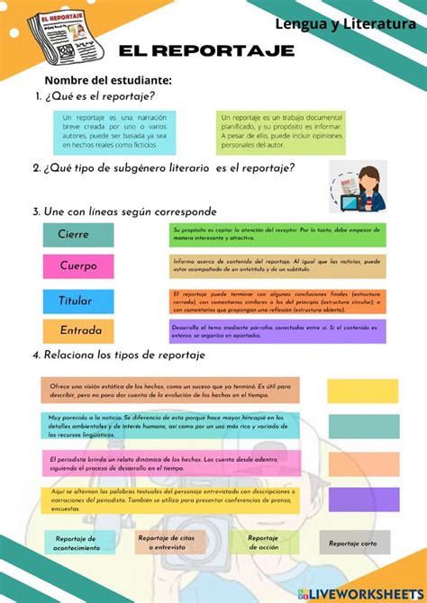 Lengua Y Literatura El Reportaje Worksheet Lengua Y Literatura