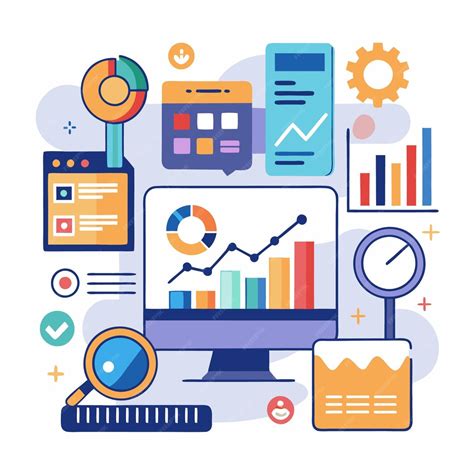 Colorful Business Data Analysis With Charts Graphs And Icons Premium Ai Generated Vector