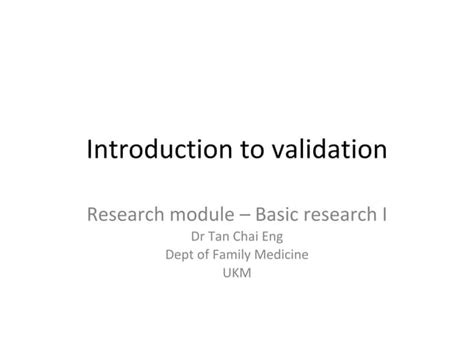 basic concepts of validation pptx