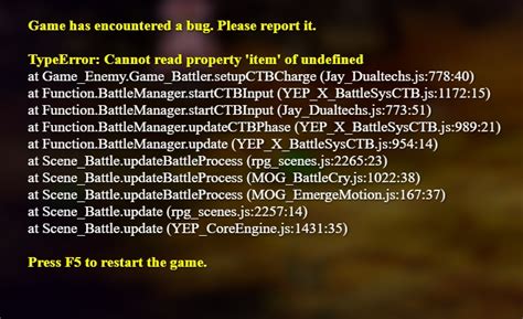 Type Error Cannot Read Item Of Undefined Dualtechs For Rpg Maker