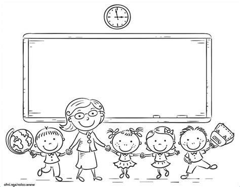 Eleves Dessin Nouveau Stock Coloriage Professeur Et Ses Eleves Ecole