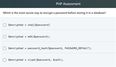 Solved Php Assessment In Php 7 What Is The Correct Way To