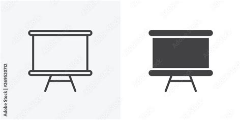 Blank Presentation Board Icon Blackboard Line And Glyph Version Whiteboard Outline And Filled